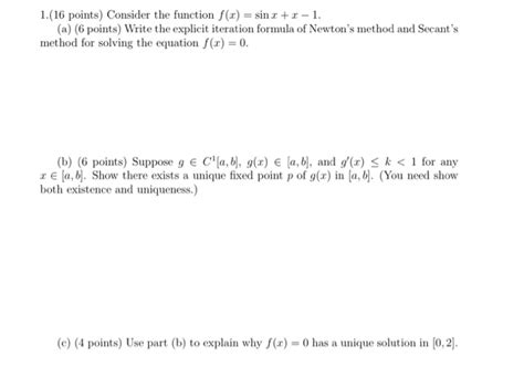 Solved 116 Points Consider The Function Fx Sin X X