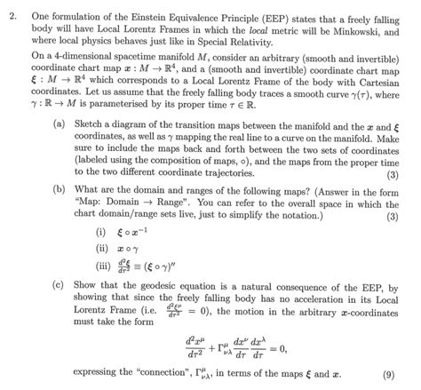 Solved One Formulation Of The Einstein Equivalence