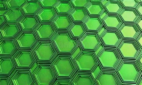 close up view repeating pattern green hexagonal shapes creating