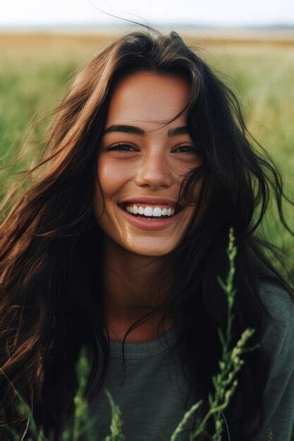 Premium Ai Image Portrait Of Beautiful Girl In Field