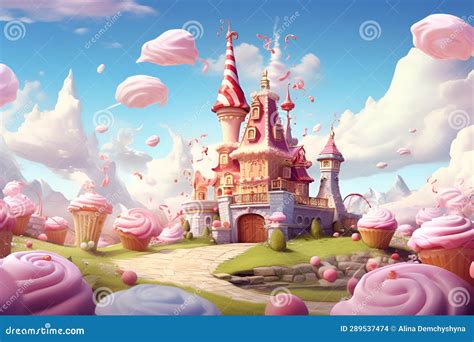 3d Rendering Of The Castle In The Fantastic Colorful Candyland 2 Stock