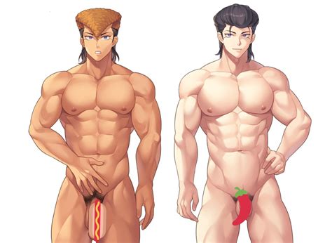 Rule 34 2boys Bara Big Pecs Black Hair Brothers Brown Hair Censored