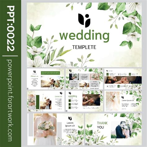 เทมเพลต Powerpoint งานแต่ง Prewedding สีเขียว ลายดอกไม้ มินิมอล 0022 เทมเพลต Powerpoint สวยๆ