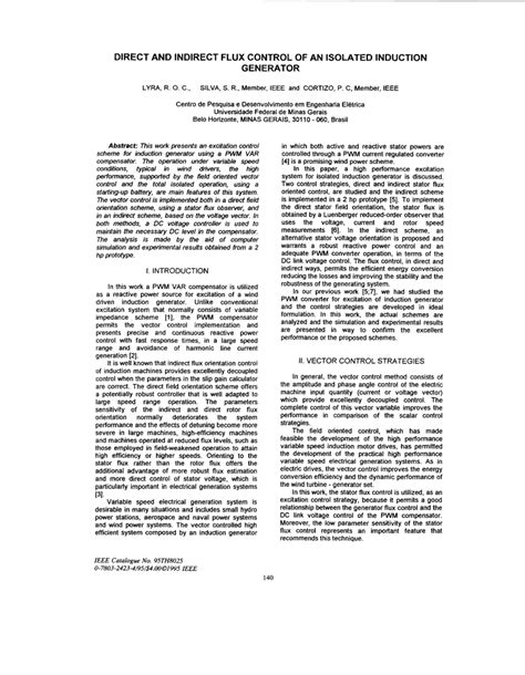 Pdf Direct And Indirect Flux Control Of An Isolated Induction Generator