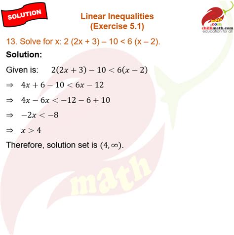 ncert solutions class 11 chapter 5 linear inequalities exercise 5 1