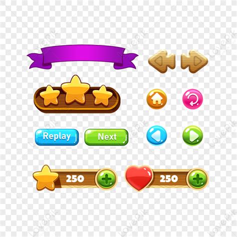 Cartoon Game Button Ui Interface Signage Hand Painted Game Buttons PNG