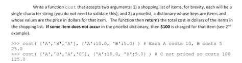 Solved Write A Function Cost That Accepts Two Arguments 1