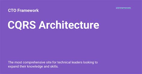 Cqrs Architecture Cto Framework