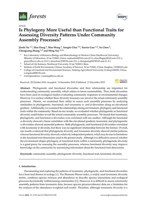 Is Phylogeny More Useful Than Functional Traits For Assessing Diversity Patterns Under Community