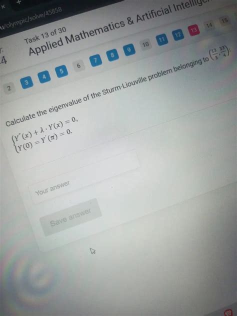Calculate The Eigenvalue Of The Sturm Liouville Problem Belonging To