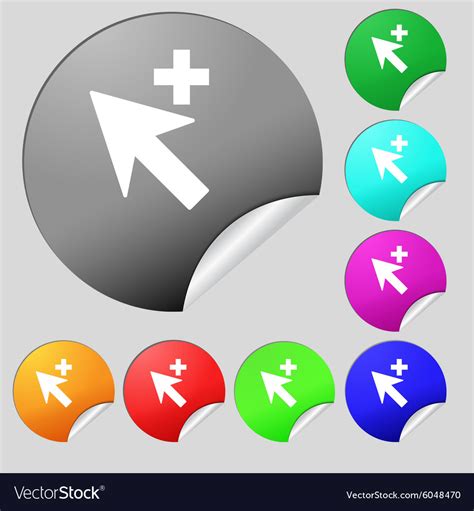 Cursor Arrow Plus Add Icon Sign Set Of Eight Multi