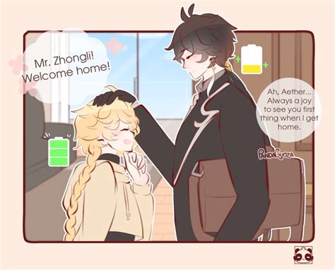 Aether And Zhongli Genshin Impact Drawn By Pandagyoza Danbooru