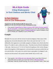 How To Cite Shakespeare MLA Style Guide For In Text Citations Course Hero