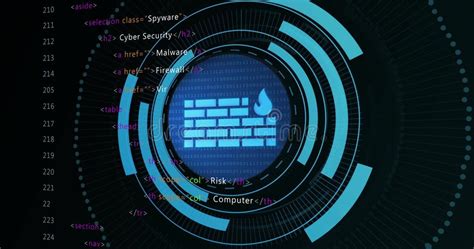 Firewall And Cybersecurity Image Over Binary Code And Digital Interface