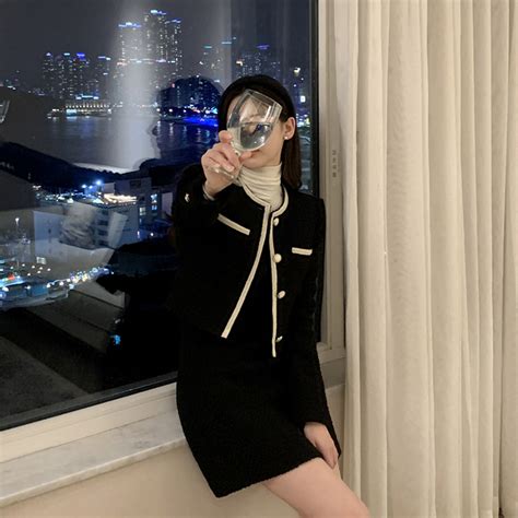 아뜨랑스 아뜨데이 앵콜할인 부분당일발송 주문폭주 울 세트템 엘마 배색 트위드 셋업 겨울하객룩 겨울연말원피스