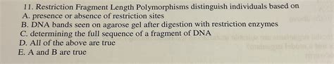 Solved Restriction Fragment Length Polymorphisms Distinguish