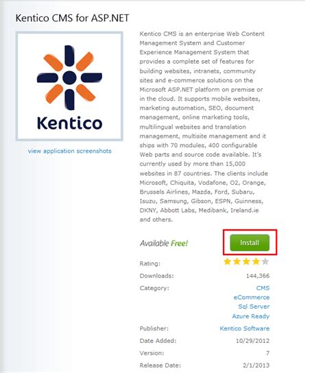 Kentico Cms 7 Is Now Available In Windows Web Application Gallery And Windows Azure Websites