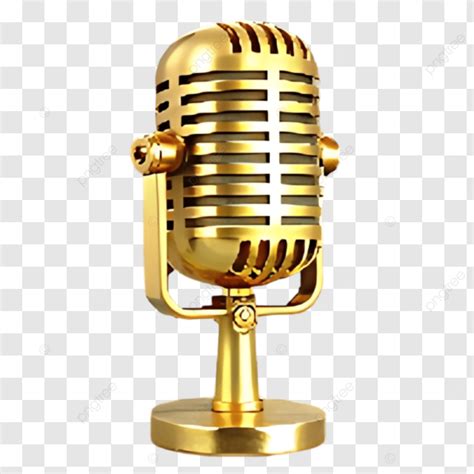 Microphone Golden Three Dimensional Microphone Microphone Illustration Singing Microphone Png