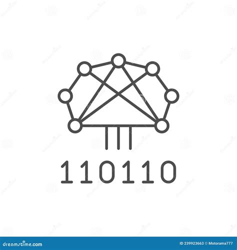 Digital Network Line Outline Icon Isolated On White Stock Vector