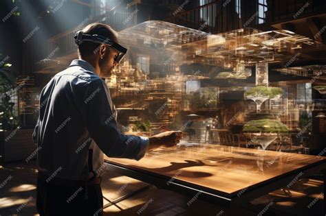 Premium Ai Image Architecture Simulator Innovation Hologram Project On Table Generate With Ai Premium Ai Image Architecture Simulator Innovation Hologram Project On Table Generate With Ai