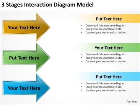 Flowchart Parallel Process 3 Stages Interaction Diagram Model PowerPoint Slides
