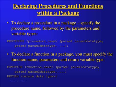 Ppt Chapter 13 Procedures Functions Packages And Triggers Powerpoint Presentation Id