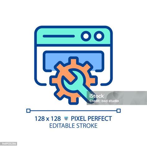 웹 사이트 구성 픽셀 완벽한 Rgb 색상 아이콘 기어 기계 부분에 대한 스톡 벡터 아트 및 기타 이미지 기어 기계 부분 웹페이지 개념 Istock