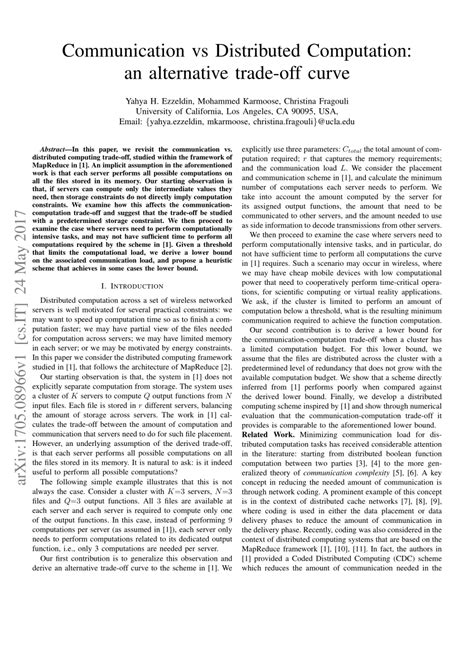 Pdf Communication Vs Distributed Computation An Alternative Trade