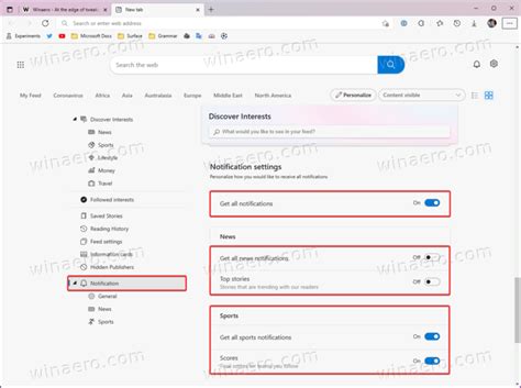 Disable News Notifications On New Tab Page In Microsoft Edge