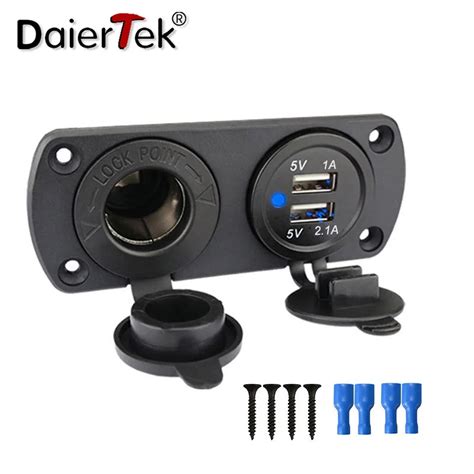 Daiertek 12v 듀얼 Usb 자동차 시가 라이터 소켓 분배기 12v 충전기 전원 어댑터 콘센트 액세서리 새로운 도착 가격