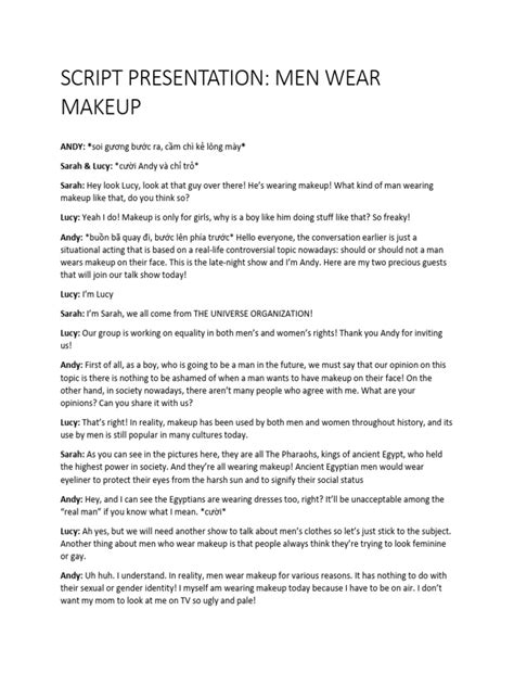 Script Presentation For Men Wear Pdf Masculinity Gender