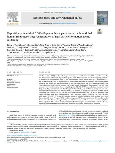 Pdf Deposition Potential Of 000310 µm Ambient Particles In The Humidified Human Respiratory