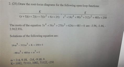Solved Draw The Root Locus Diagrams For The Chegg
