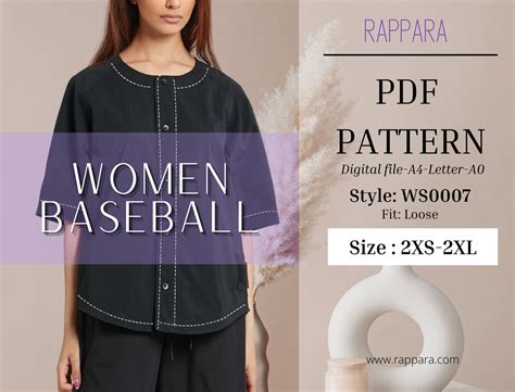 Women Baseball PDF Sewing Pattern Sizes XS XL Etsy Australia