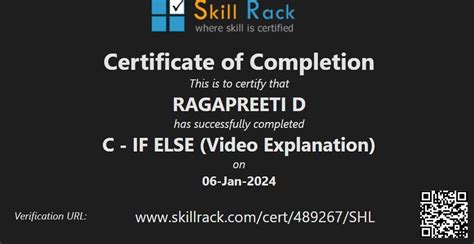 Ragapreeti D On Linkedin Skillrackcertificate Cprogramming Ifelse