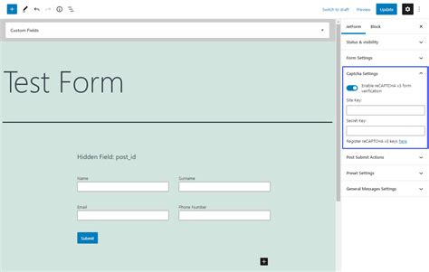 Wordpress Form Captcha Settings Formbuilder