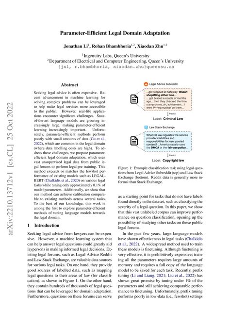 Parameter Efficient Legal Domain Adaptation Deepai