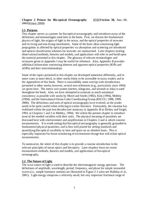 Ocean Optics Protocols For Satellite Ocean Color Sensor Misclab Umeoce Maine Doc Template