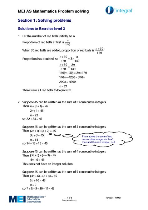 Meiaspr 1axw Level 3 Exam Questions For Maths Mei As Mathematics Problem Solving 1 Of 3 19