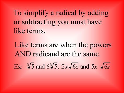 Simplifying Radical Expressions Ppt Download
