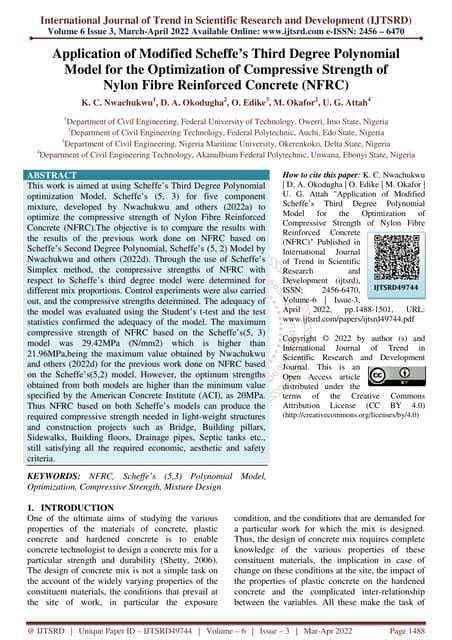 Application Of Modified Scheffes Third Degree Polynomial Model For The