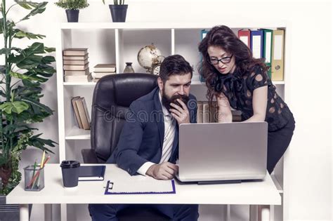 Problem Solving Business Partners Work On Computer Communication And