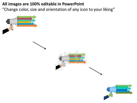 0115 megaphone with arrow text boxes for data representation powerpoint