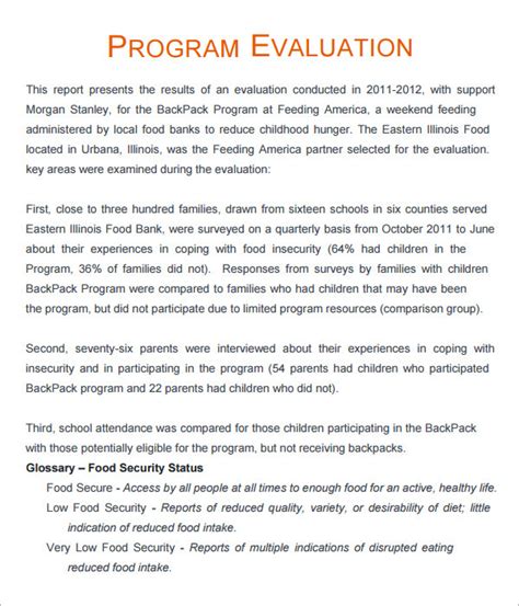 Program Evaluation Report Template