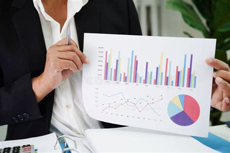 Business Woman Working And Analysis With Statistic Graph In Office Stock Image Image Of