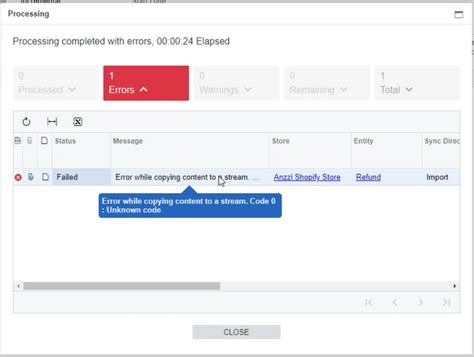 error while copying content to a stream community