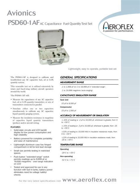 Psd60 1af Ac Capacitance Fuel Quantity Test Set Aeroflex