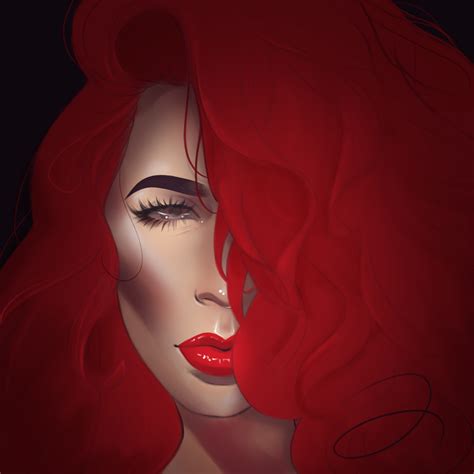 Иллюстрация Девушка с красными волосами в стиле компьютерная