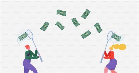 나비 그물로 날아다니는 돈을 잡는 비즈니스 캐릭터 재정적 성공 사업 기회 부의 개념 벡터 그림 사진 Unsplash의