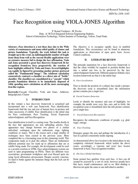 Face Recognition Using Viola Jones Algorithm Download Free Pdf Face